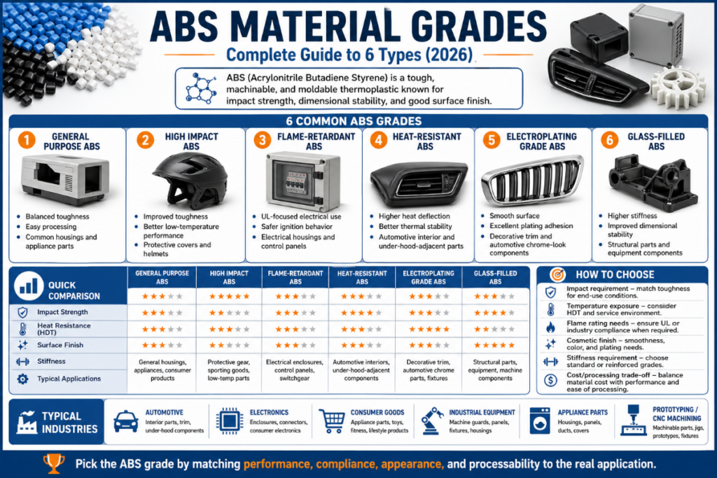 ABS Material Grades: Complete Guide to 6 Types (2026) - Lecreator