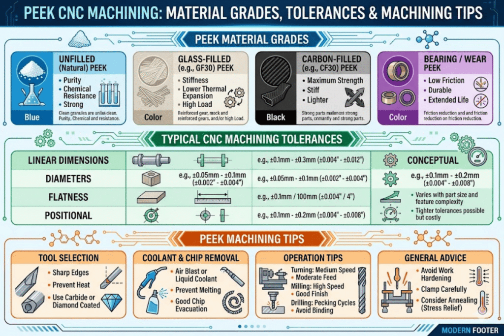 PEEK CNC Machining: Material Grades, Tolerances & Machining Tips ...
